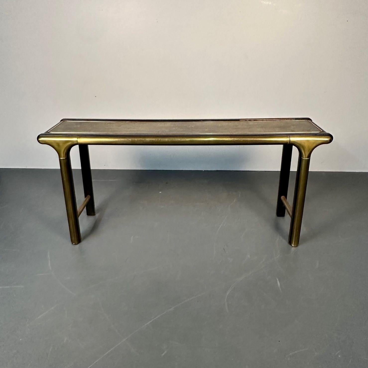 Mid-Century Modern Mastercraft Floral Motif Console Table, Brass ...