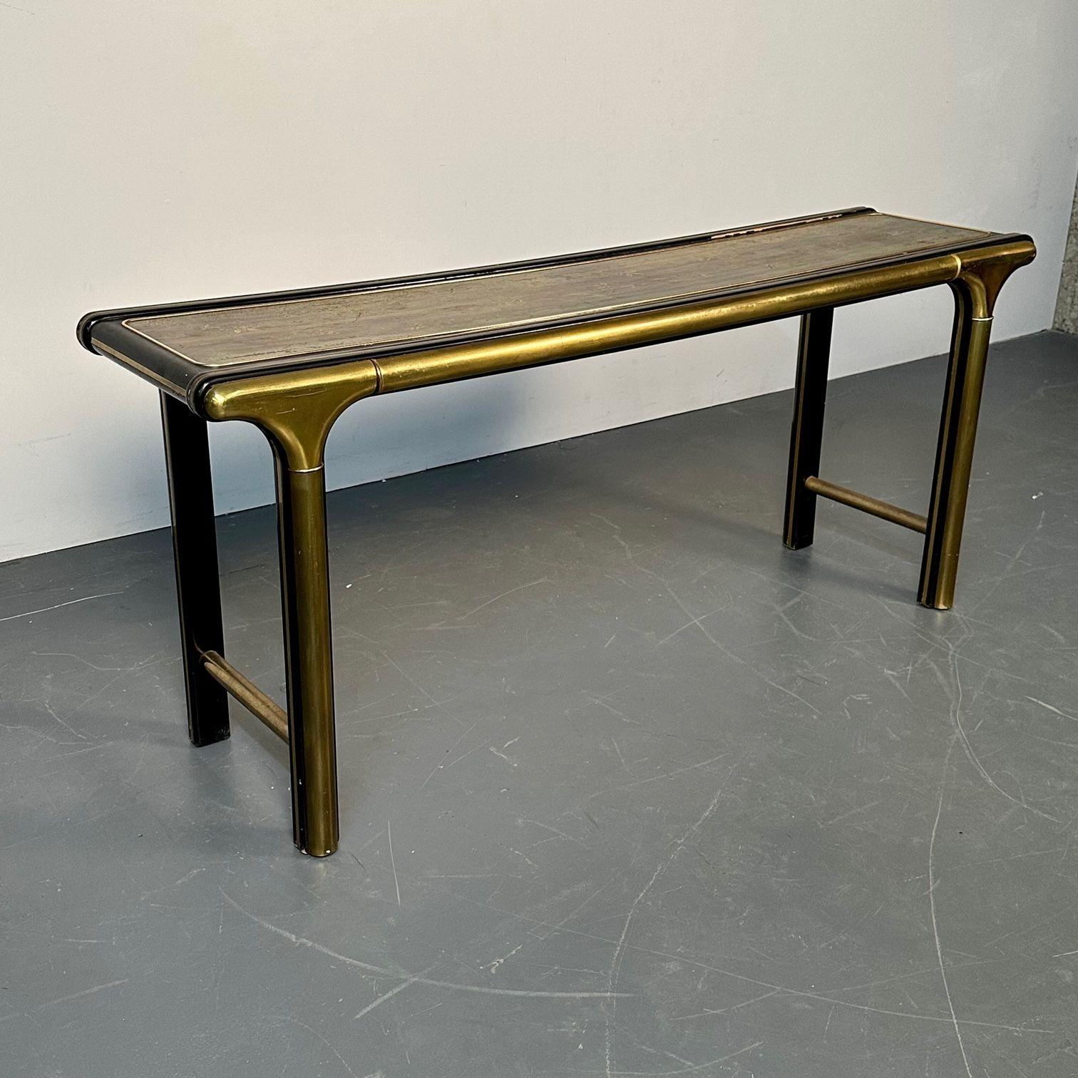 Mid-Century Modern Mastercraft Floral Motif Console Table, Brass ...