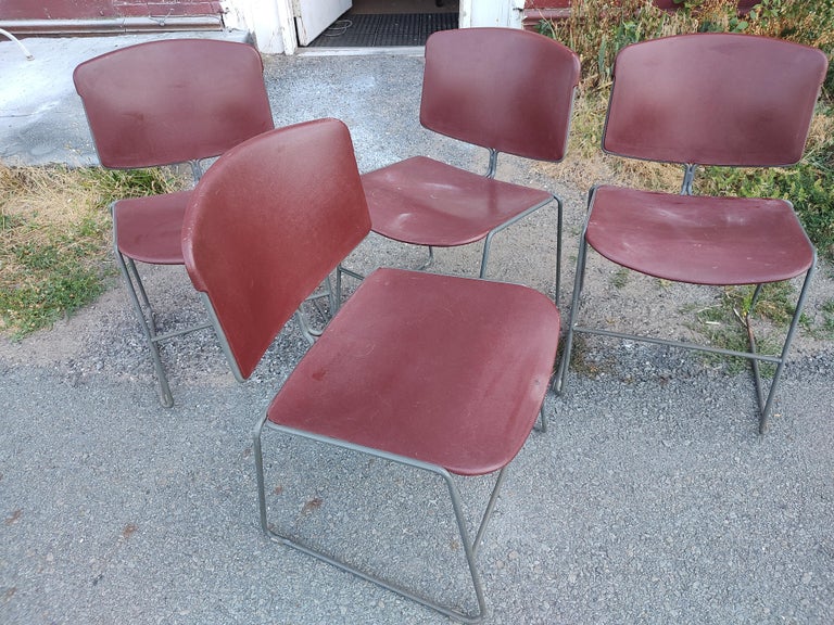 Mid-Century Modern Max Stacker Steelcase Stacking Chairs Set of 4 For ...