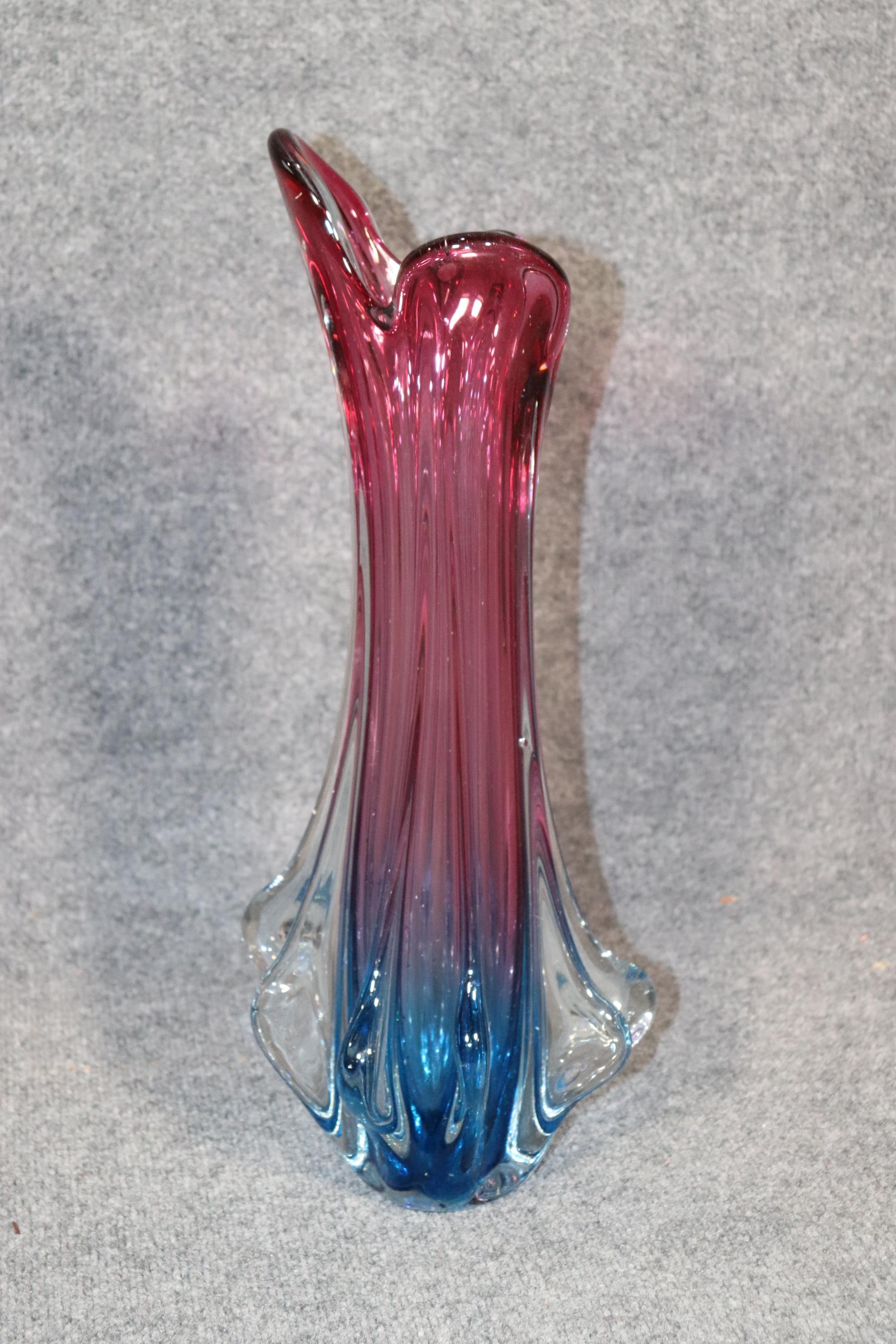Mid-Century Modern Mcm Large Beautiful Murano Glass Multi Colored Vase ...