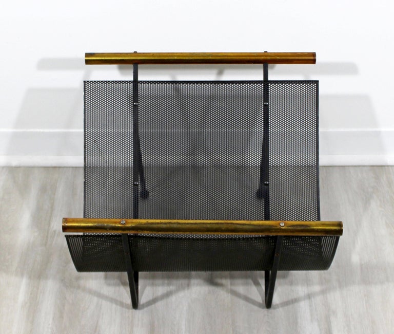 Mid-Century Modern Mesh Iron Wire Brass Fireplace Log Holder Gene ...