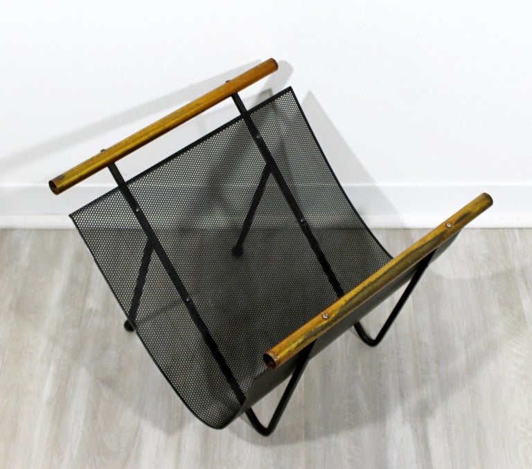 Mid-Century Modern Mesh Iron Wire Brass Fireplace Log Holder Gene ...