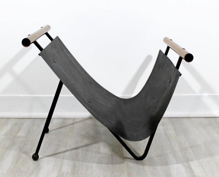 Mid-Century Modern Mesh Iron Wire Brass Fireplace Log Holder Gene ...