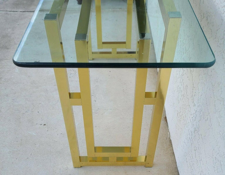 Mid-Century Modern Metal and Glass Console Table For Sale at 1stDibs