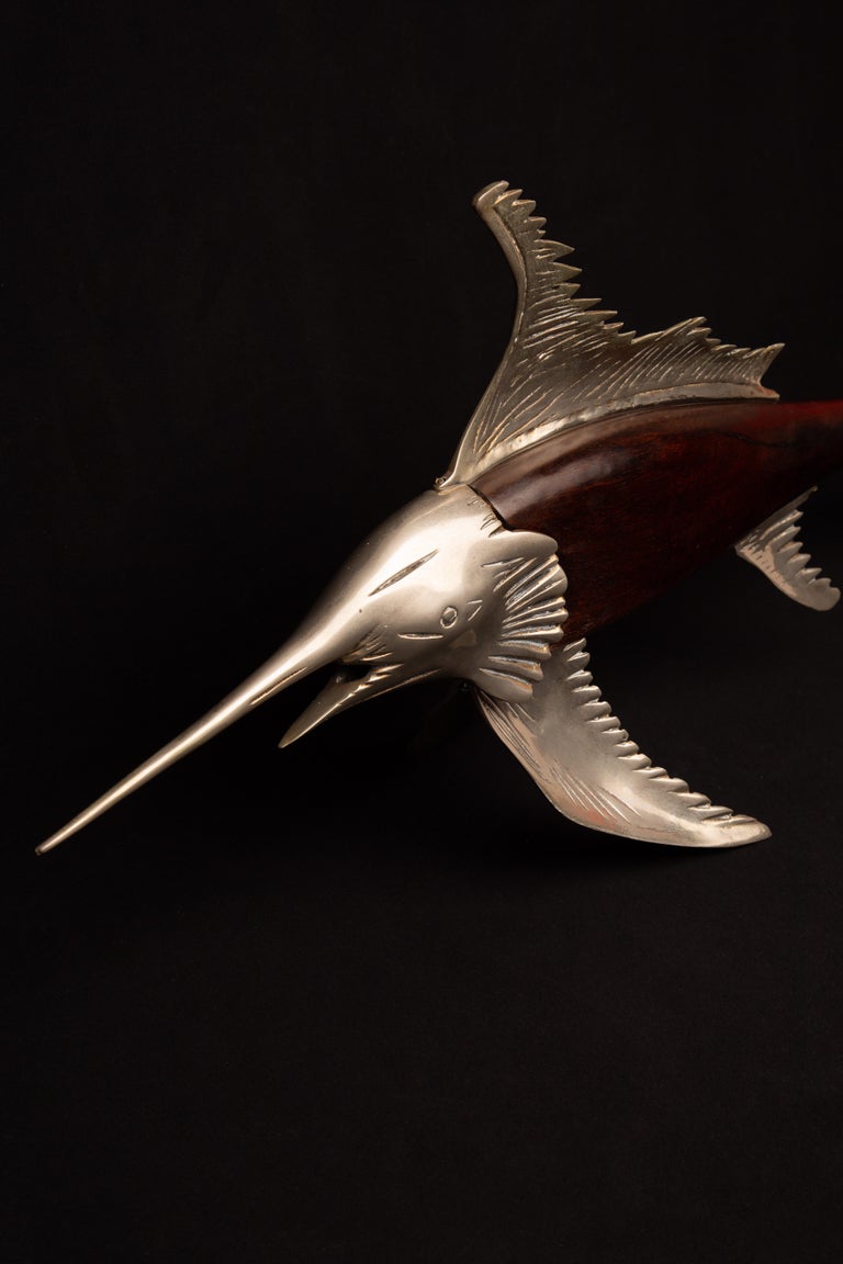 Mid-Century Modern Metal and Wood Swordfish For Sale at 1stDibs