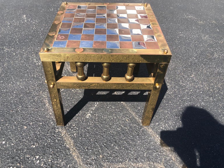 Mid-Century Modern Metal Chess Board Table at 1stDibs