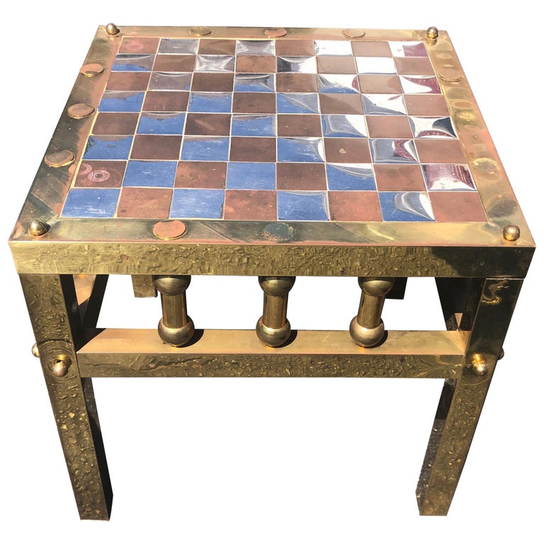 Mid-Century Modern Metal Chess Board Table at 1stDibs