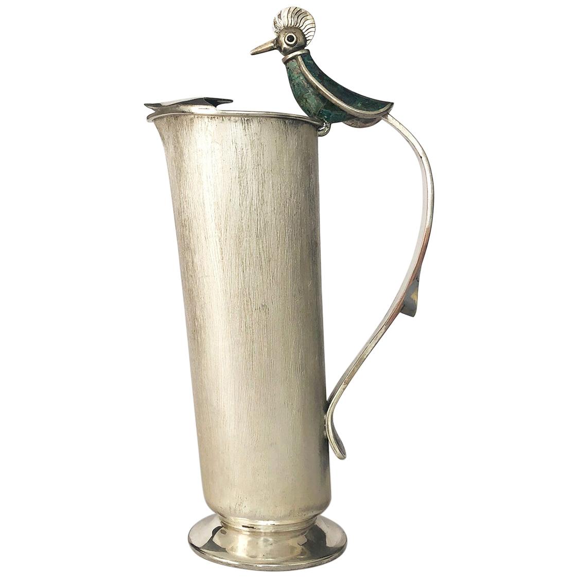 Mid-Century Modern Mexican Silver Malachite Pitcher by Los Castillo at ...