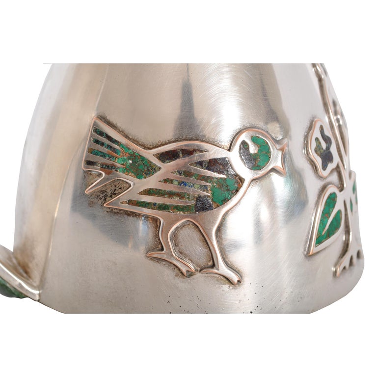 Mid-Century Modern Mexican Taxco Los Castillo Silver Malachite Pitcher ...