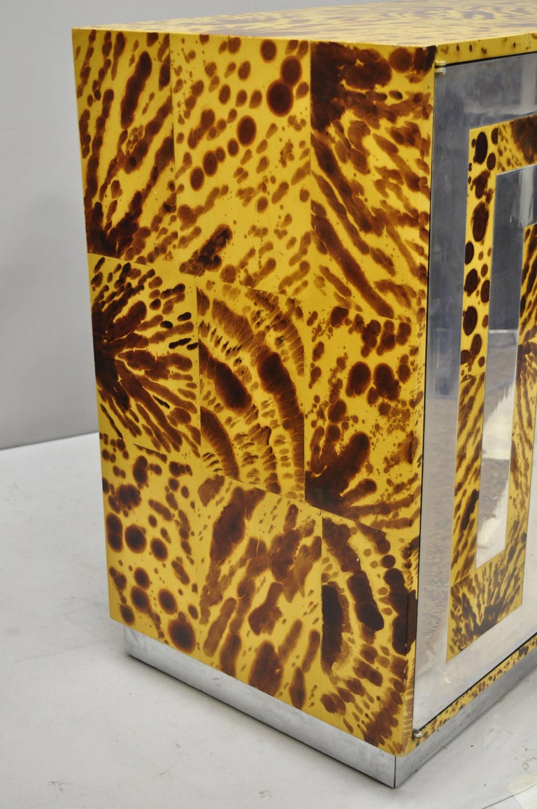 Mid-Century Modern Chrome Greek Key Oil Drop Lacquer Credenza Cabi at ...