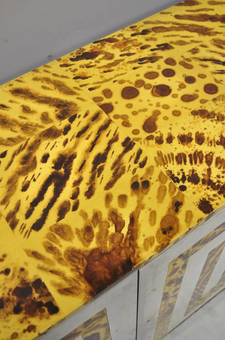 Mid-Century Modern Chrome Greek Key Oil Drop Lacquer Credenza Cabi at ...