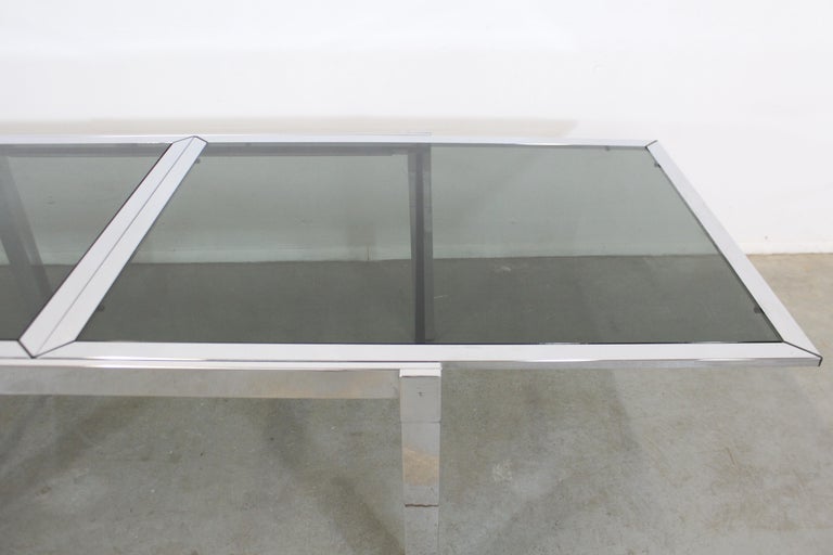 DIA Mid-Century Modern Glass and Chrome Extendable Dining Table For ...