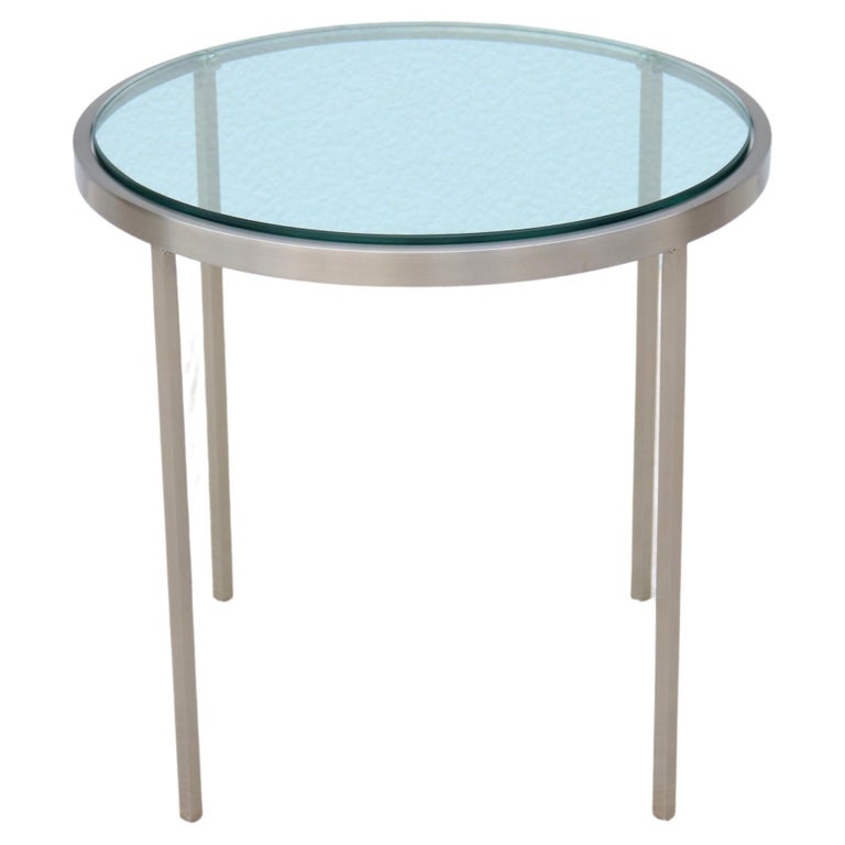 Mid-Century Modern Milo Baughman Round Glass and Stainless-Steel Side ...