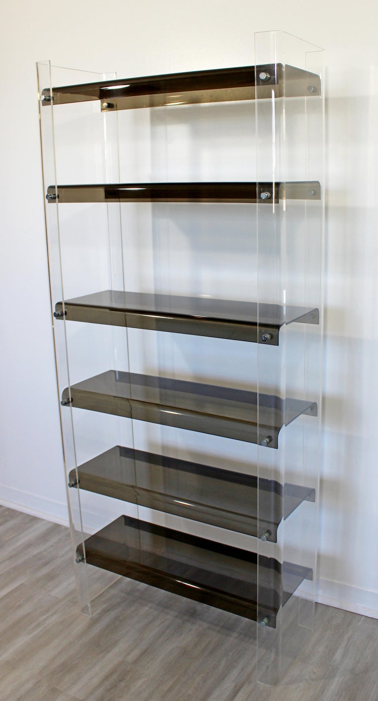 Mid-Century Modern Milo Baughman Smoked Lucite Shelving Unit Bookcase ...