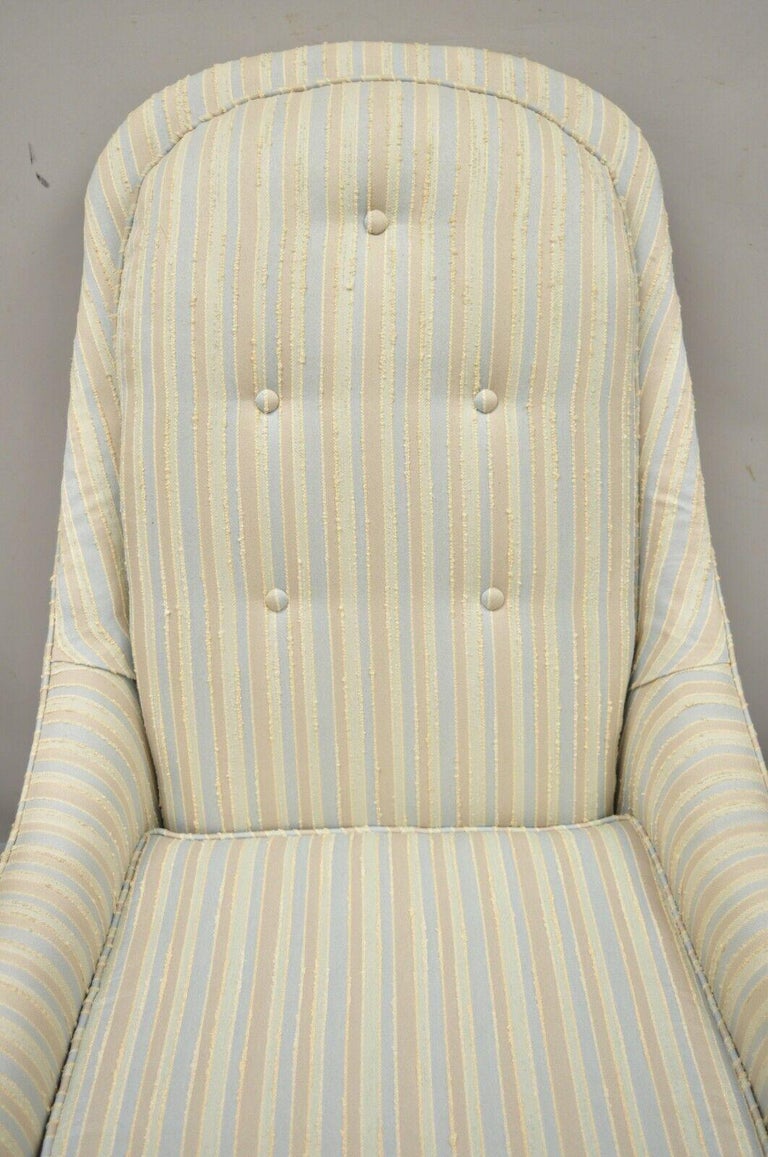 Mid-Century Modern Milo Baughman Style Wooden Swivel Base Club Lounge ...