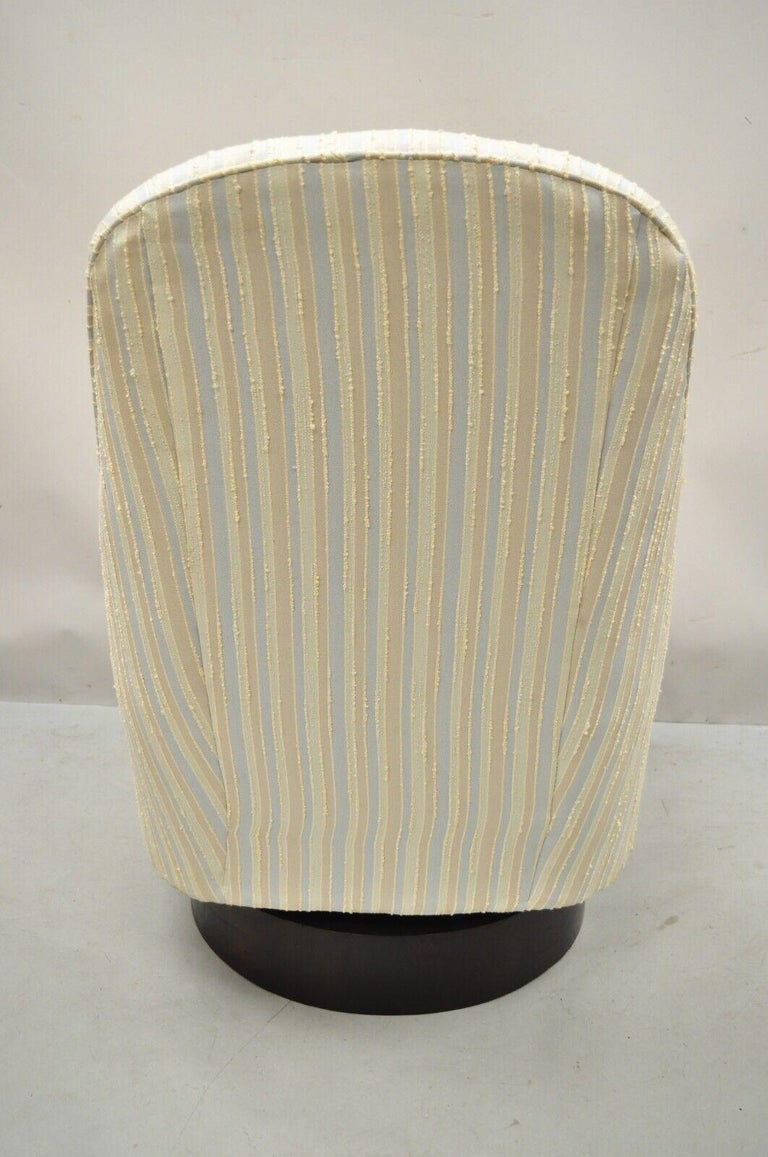 Mid-Century Modern Milo Baughman Style Wooden Swivel Base Club Lounge ...