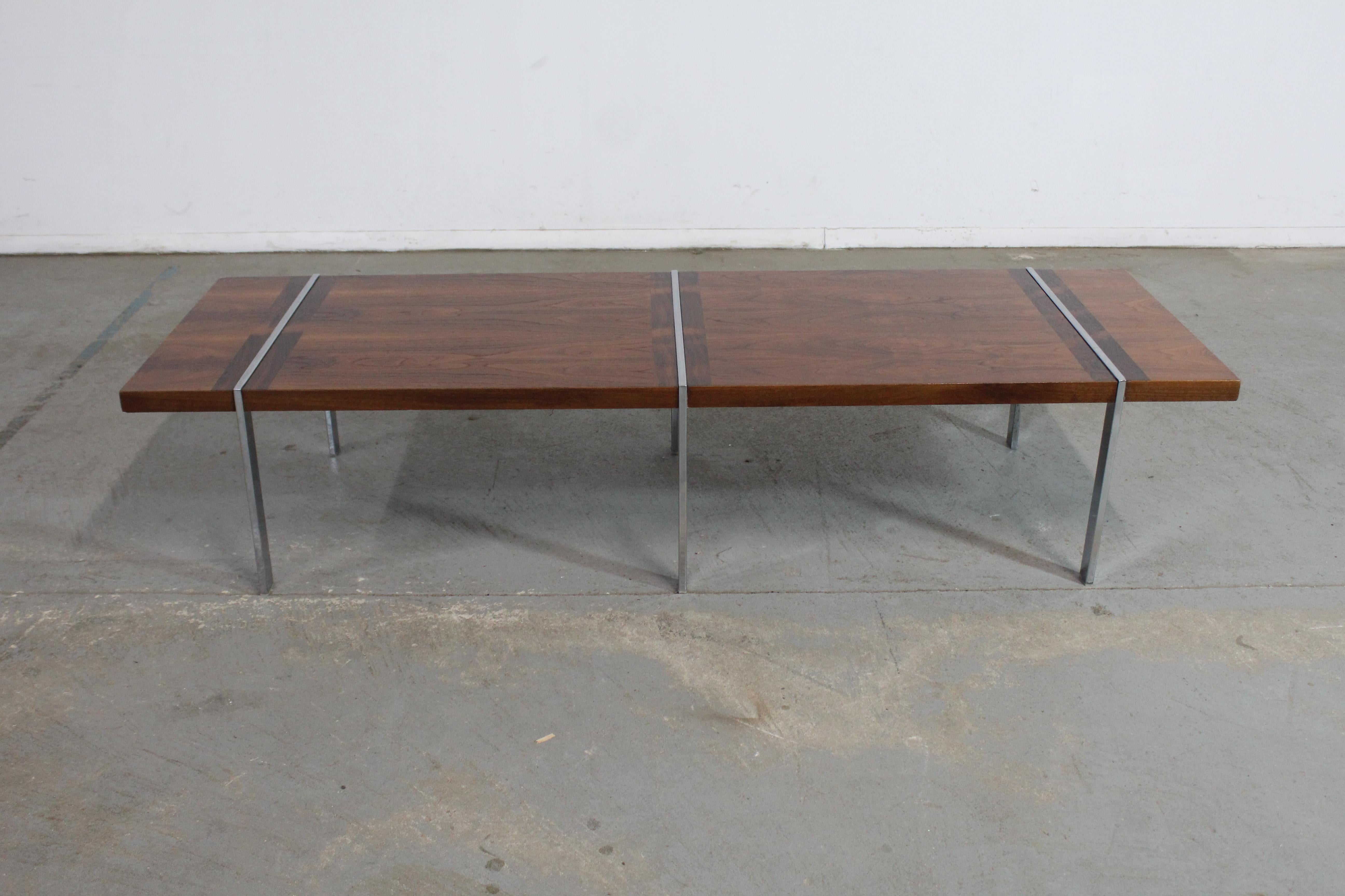 Mid-Century Modern Milo Baughman Walnut and Chrome Coffee Table For ...