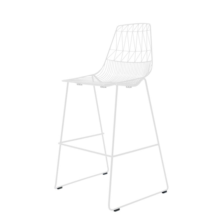 Mid-Century Modern, Minimalist Stacking Bar Stool, Wire Stool in White ...