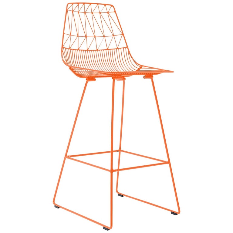 Mid-Century Modern, Minimalist Wire Bar Stool, in Orange by Bend Goods ...