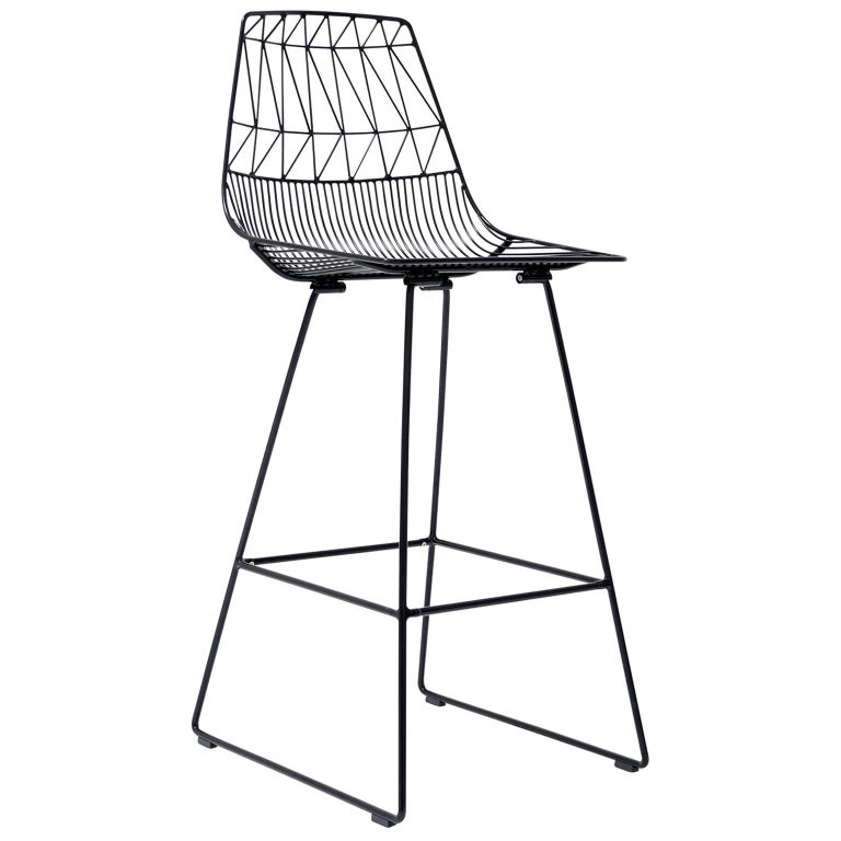 Mid-Century Modern, Minimalist Wire Bar Stool, Lucy Bar Stool in Black For Sale at 1stDibs