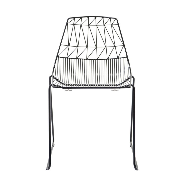 Mid-Century Modern, Minimalist Wire Chair, Stacking Side Chair in Black ...