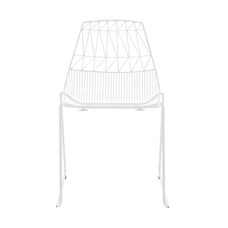 Mid-Century Modern, Minimalist Wire Chair, Stacking Side Chair in White ...
