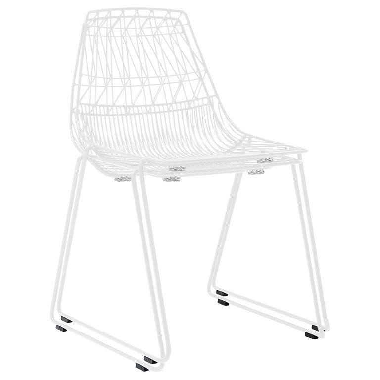 Mid-Century Modern, Minimalist Wire Chair, Stacking Side Chair in White ...