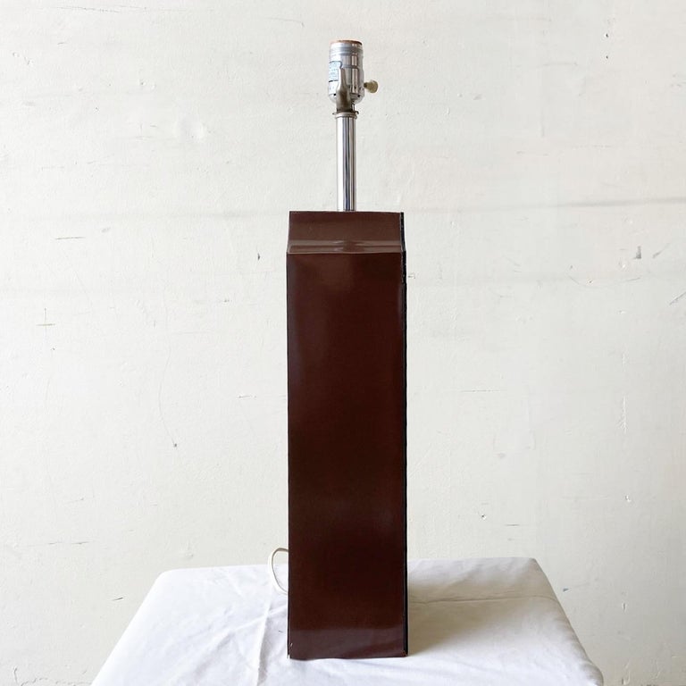 Mid-Century Modern Mirror and Brown Lacquer Laminate Table Lamp For ...
