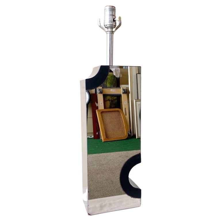 Mid-Century Modern Mirror and Brown Lacquer Laminate Table Lamp For ...