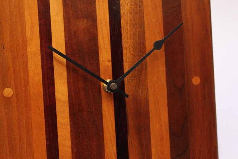 Mid-Century Modern Mixed Wood Wall Clock For Sale at 1stDibs