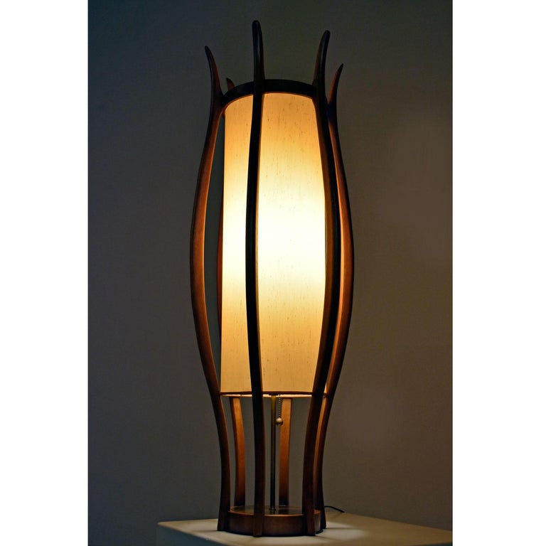 Mid-Century Modern Modeline Style Sculpted Walnut Table Lamp, circa ...