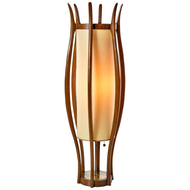 Mid-Century Modern Modeline Style Sculpted Walnut Table Lamp, circa ...