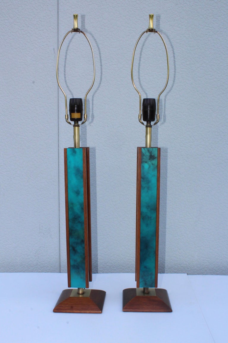 Mid-Century Modern Modeline Walnut Table Lamps at 1stDibs