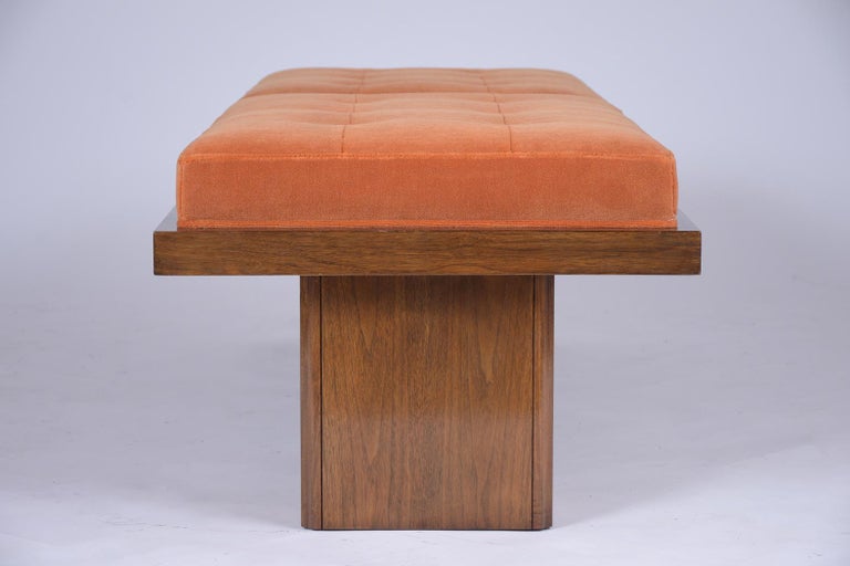 Mid-Century Modern Mohair Tufted Bench at 1stDibs