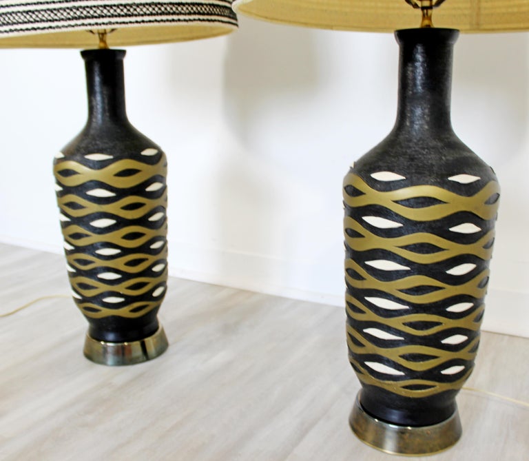 Mid-Century Modern Monumental FAIP Pair of Chalkware Ceramic Table ...