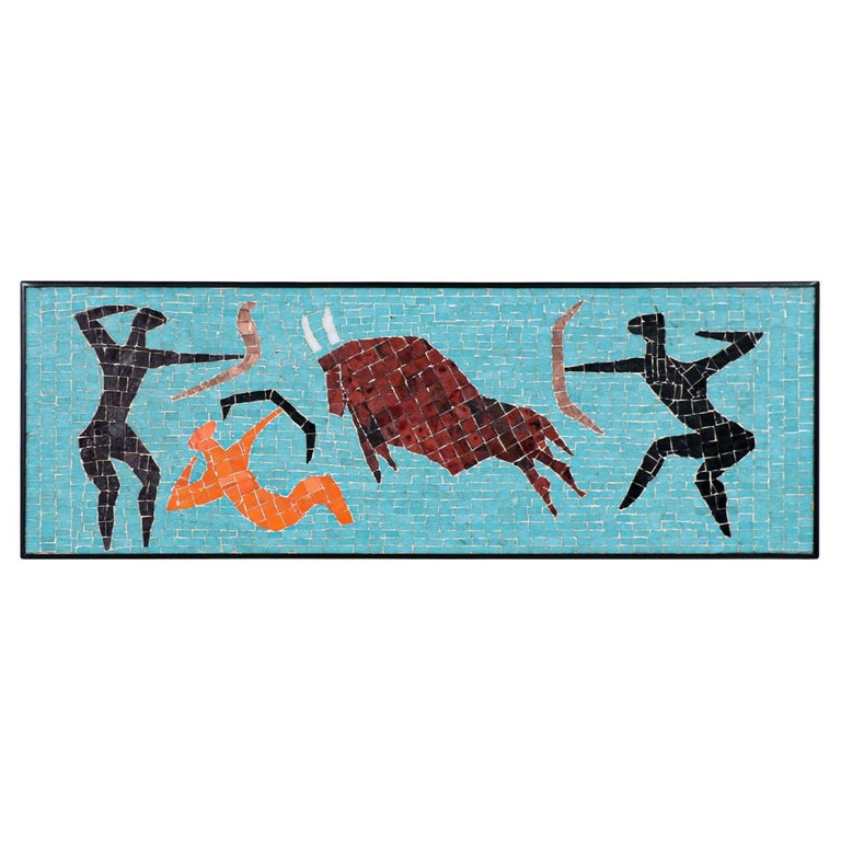 Mid-Century Modern Mosaic Tile of Bull Wall Plaque at 1stDibs