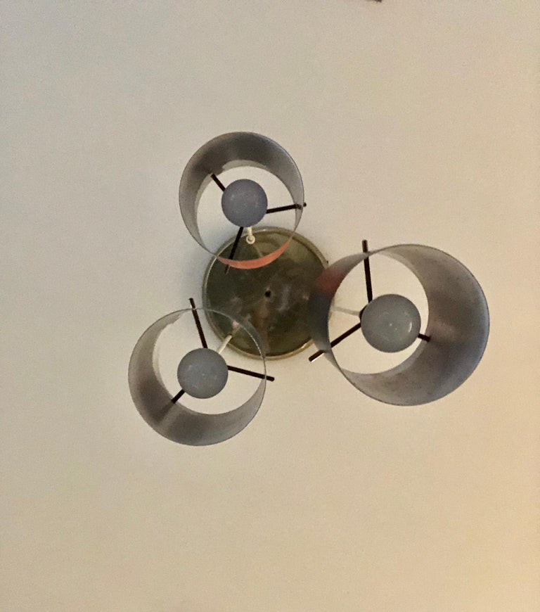 Mid-Century Modern Multi-Color Hanging Cylindrical Metal Light at 1stDibs