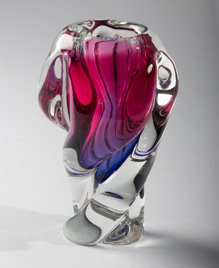 Mid Century Modern Murano Art Glass Vase For Sale at 1stDibs