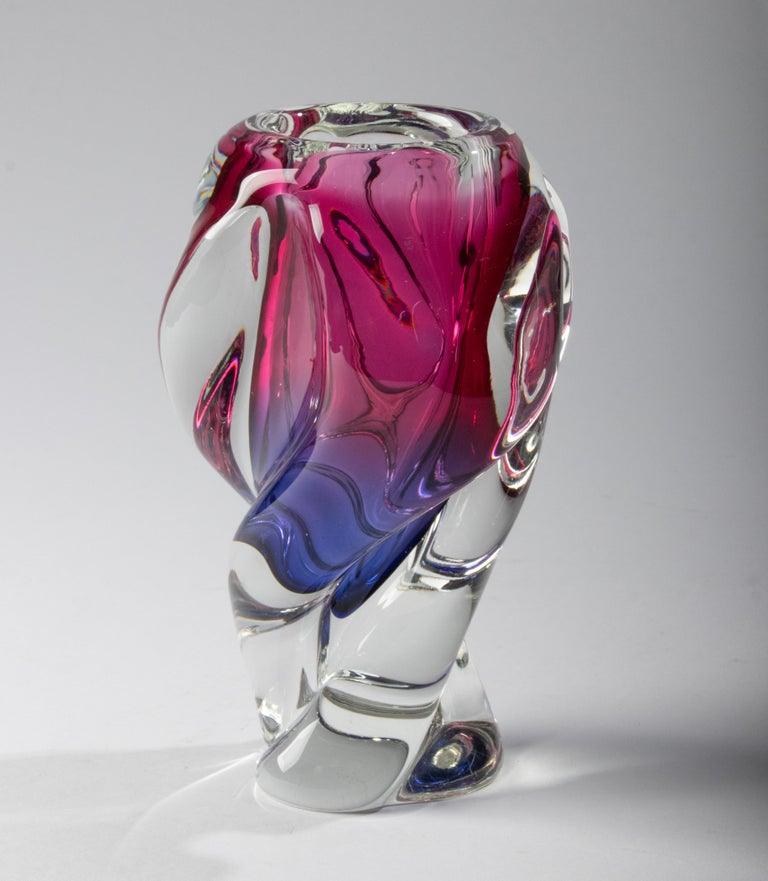 Mid Century Modern Murano Art Glass Vase For Sale at 1stDibs