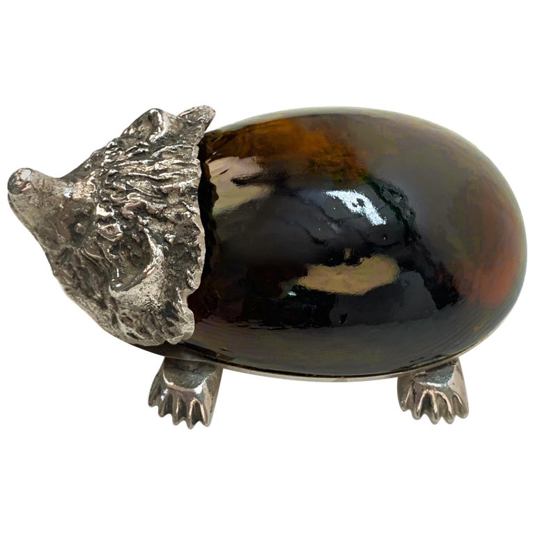 Mid-Century Modern Murano Glass and Silver Italian Hedgehog Sculpture ...