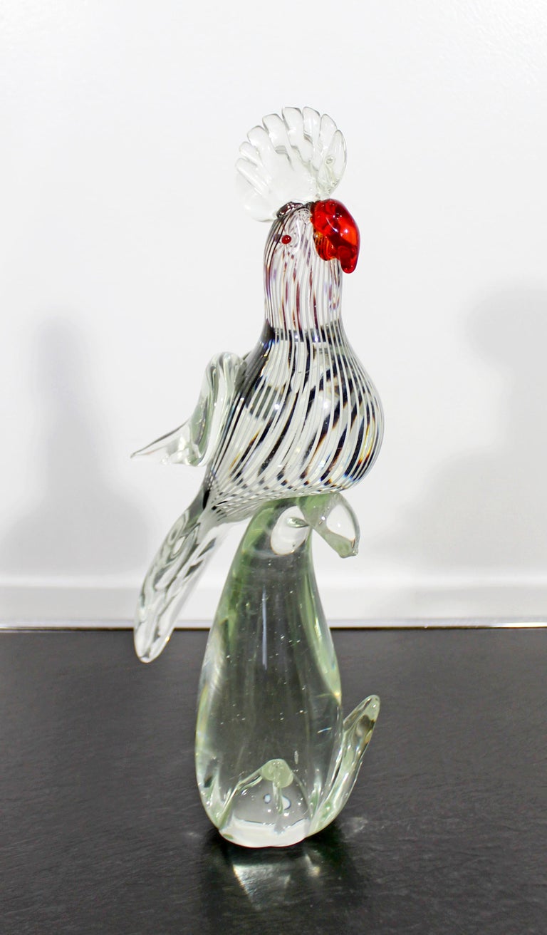Mid-Century Modern Murano Glass Cockatoo Art Table Sculpture Italy Red ...