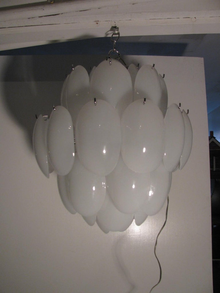 Mid Century Modern Murano Glass Drop Chandelier For Sale at 1stDibs