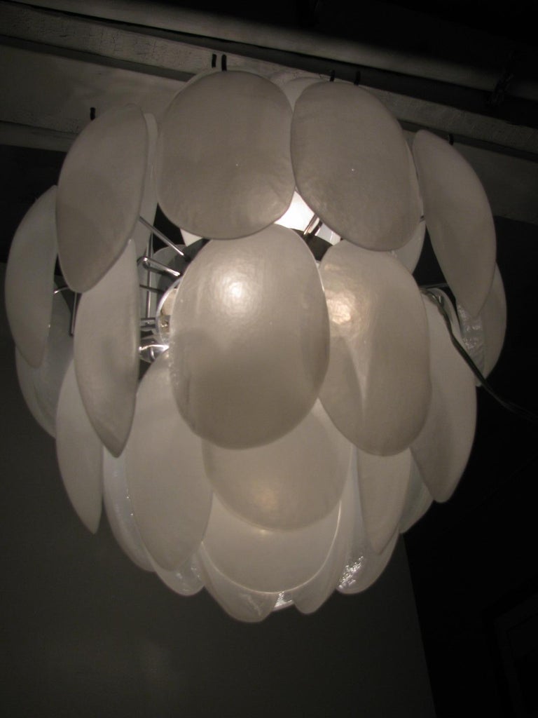 Mid Century Modern Murano Glass Drop Chandelier For Sale at 1stDibs