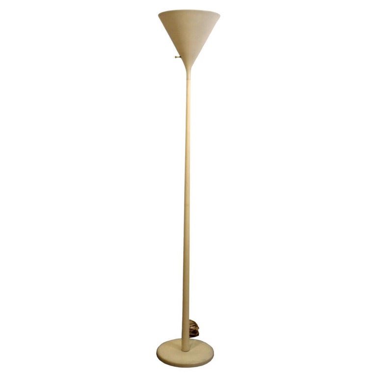 Mid-Century Modern Nessen White Metal Torchiere Floor Lamp For Sale at ...
