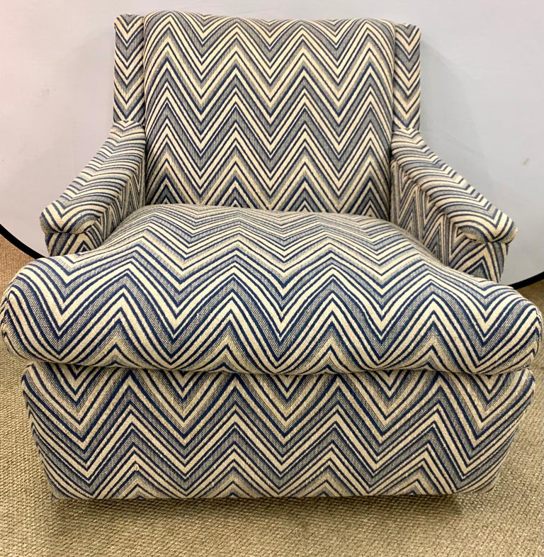 Mid-Century Modern Newly Upholstered Chevron Arm Chair Armchair at 1stDibs