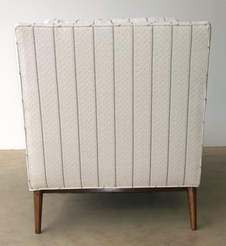 Paul McCobb Arm / Lounge Chair with Stool w/ White and Gray Stripe ...