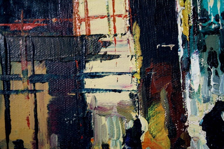 Mid-Century Modern Nightscape Oil Painting on Canvas Framed Signed Joan ...