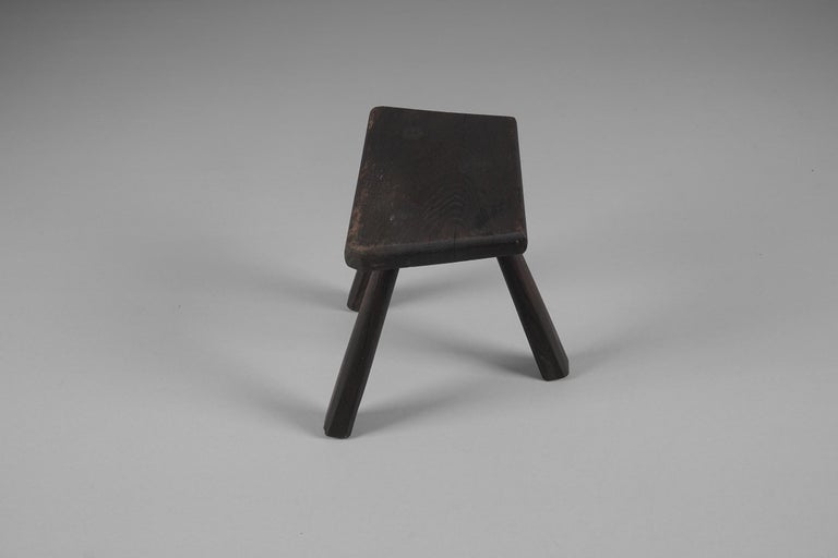 Mid-Century Modern oak work stool from the French province, 1960s. For ...