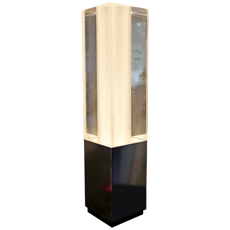 Mid-Century Modern Obor Illuminating Glass Table Lamp Chrome Base ...