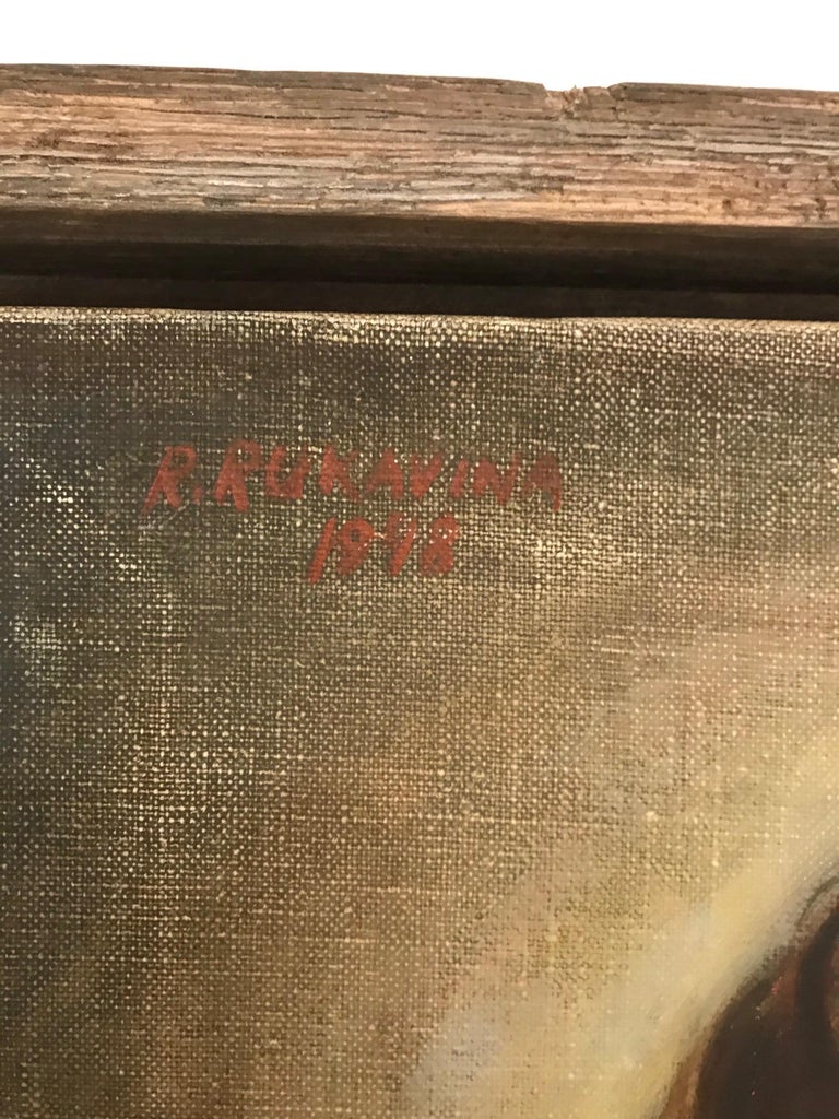 Mid-Century Modern Oil Painting, Portrait of Boy by Robert Rukavina ...